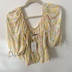 Sophie Rue | Tops | Sophie Rue Pastel Milkmaid Puff Sleeve Blouse Top ...